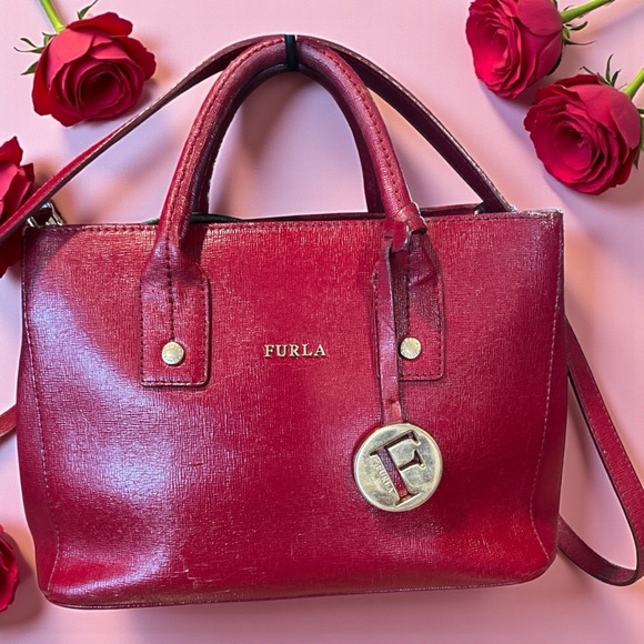 Furla | Bags | Furla Linda Tracolla Mini Tote Bag In Red Saffiano ...